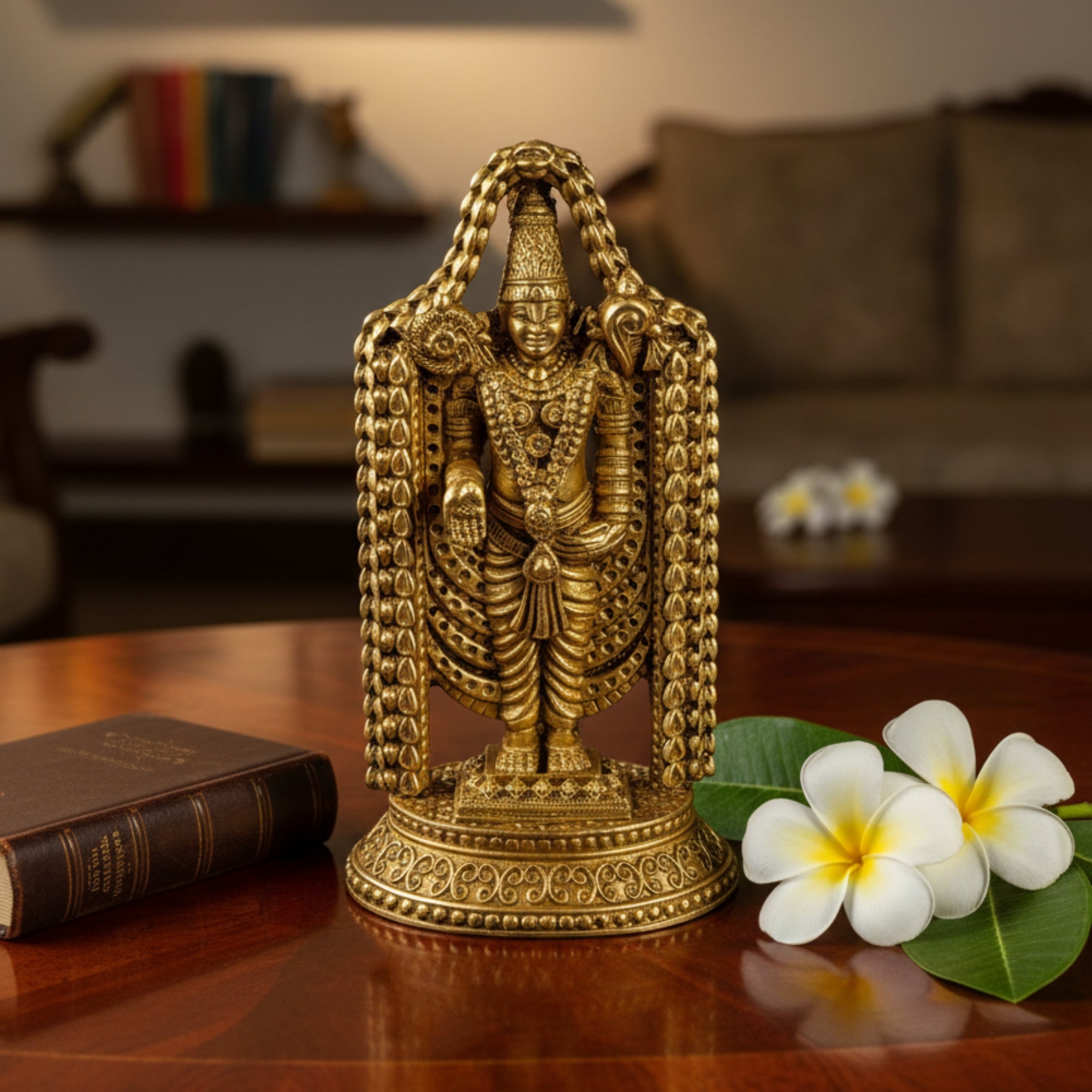Golden Brass Handcrafted Tirupati Balaji Idol Lord Venkateswara Murti ...