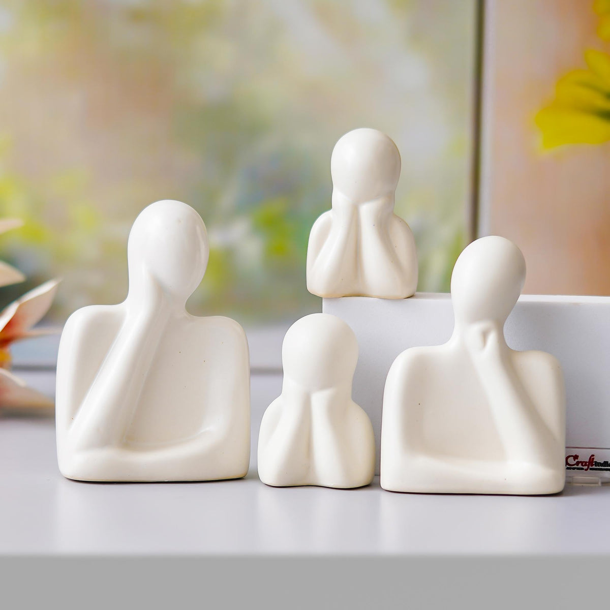 Set of 4 Ceramic Couple Family Statue Figurines Home Decor Showpiece ...