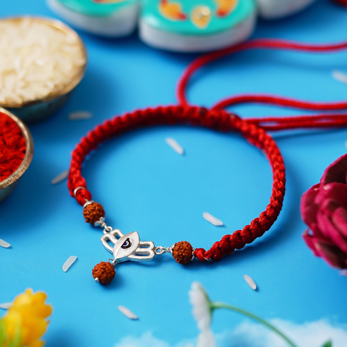 Shiva Trinetra Third Eye Rudraksha 925 Sterling Silver Bracelet Rakhi ...