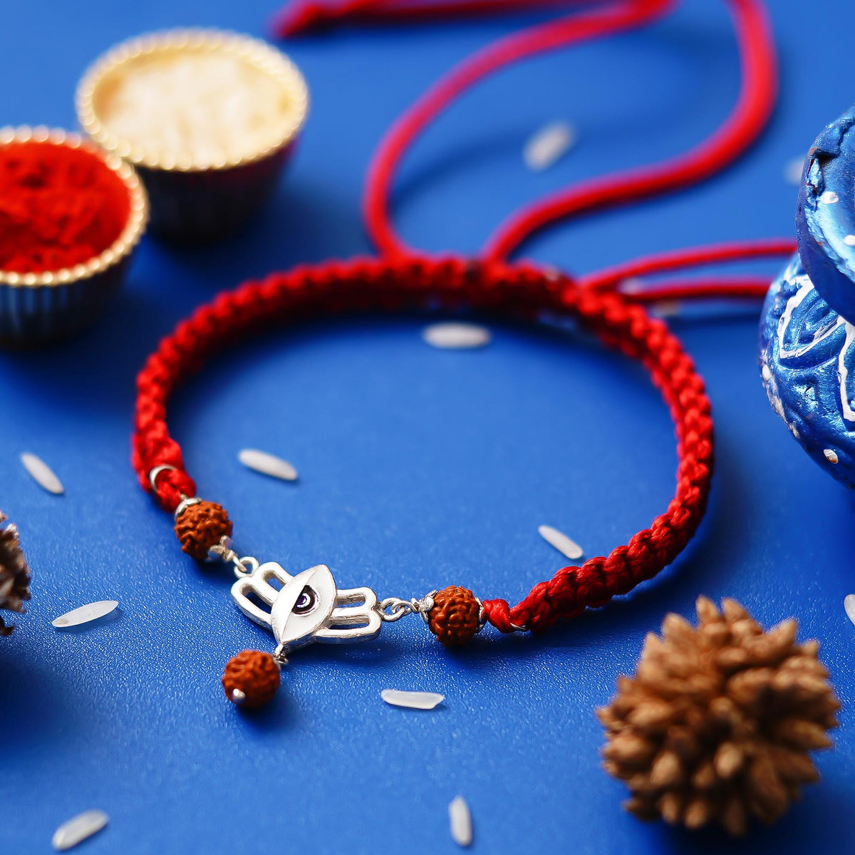 Shiva Trinetra Third Eye Rudraksha 925 Sterling Silver Bracelet Rakhi ...