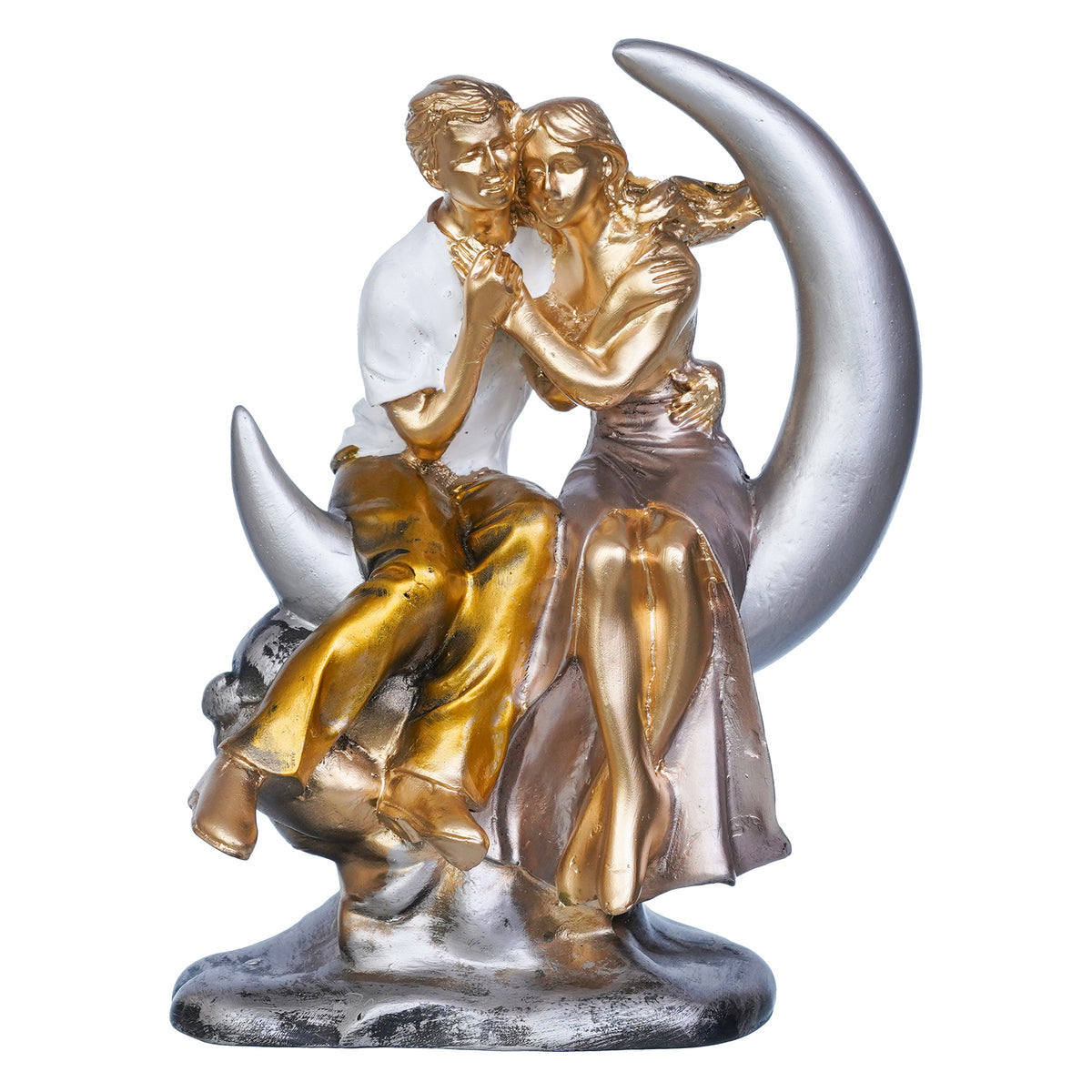 Romantic Couple Statue Sitting on Moon Human Figurines Decorative Show ...