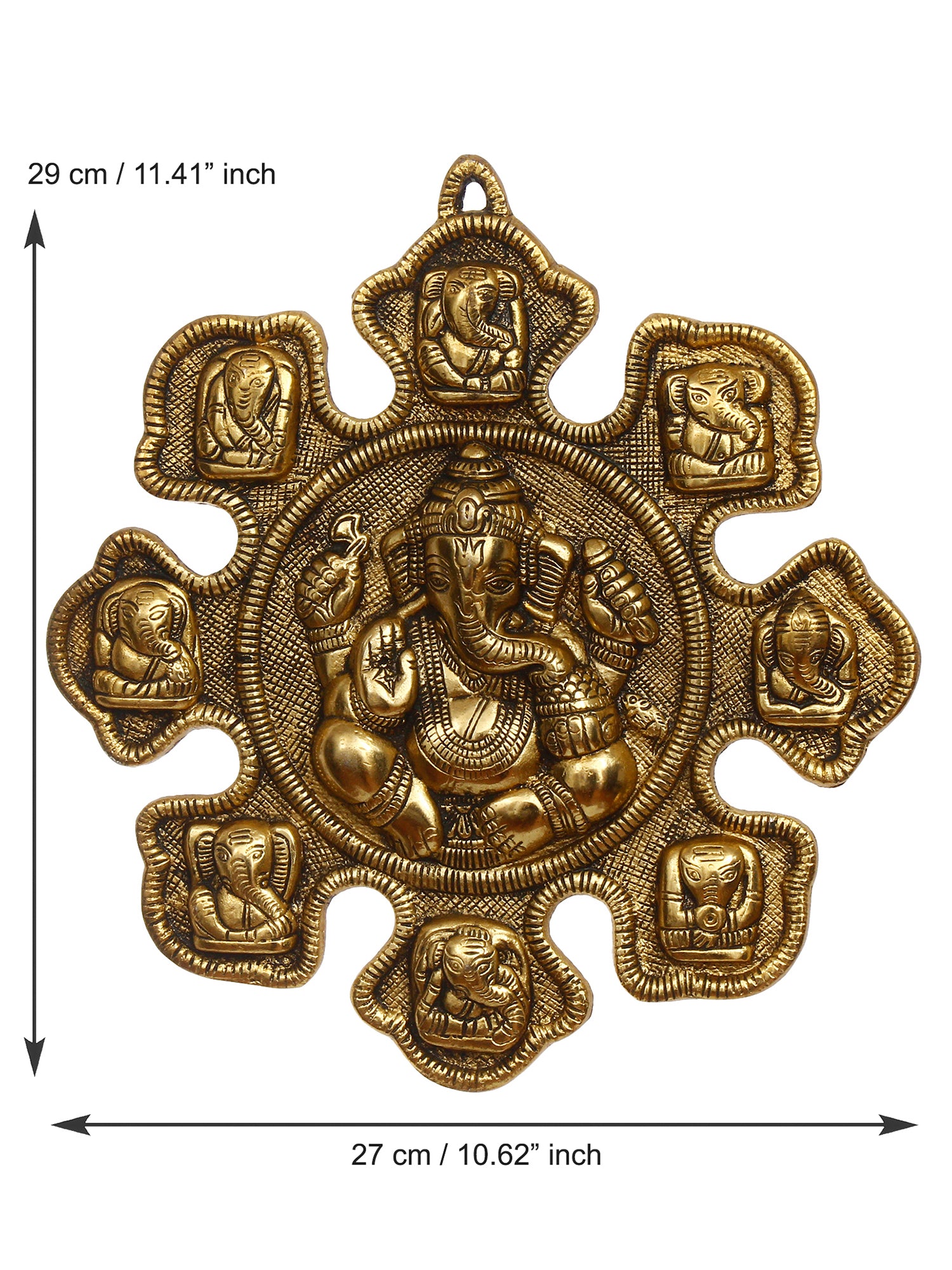 9 variants of Lord Ganesha Golden Metal Wall hanging - eCraftIndia Online