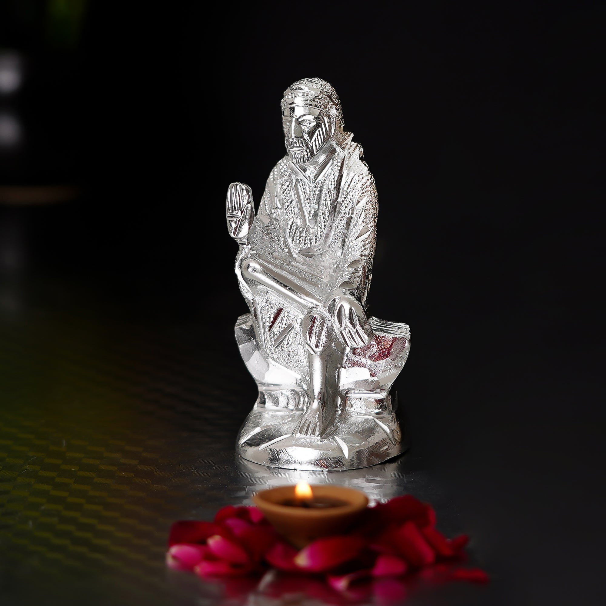 Silver Sai Baba Metal Figurine – eCraftIndia