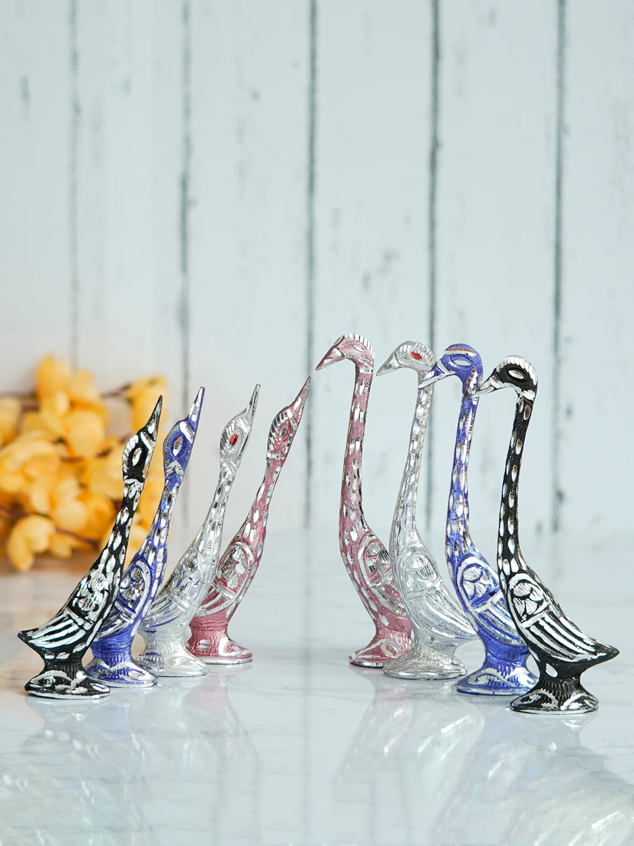 Set of Four 7 Inch Kissing Swan Couple Handcrafted Decorative Figurine ...