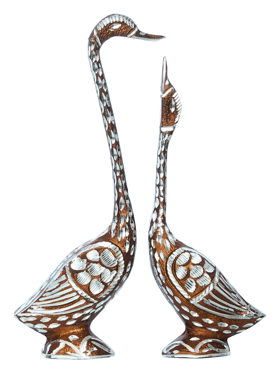 10.5 Inch Brown Kissing Swan Couple Handcrafted Decorative Figurine ...