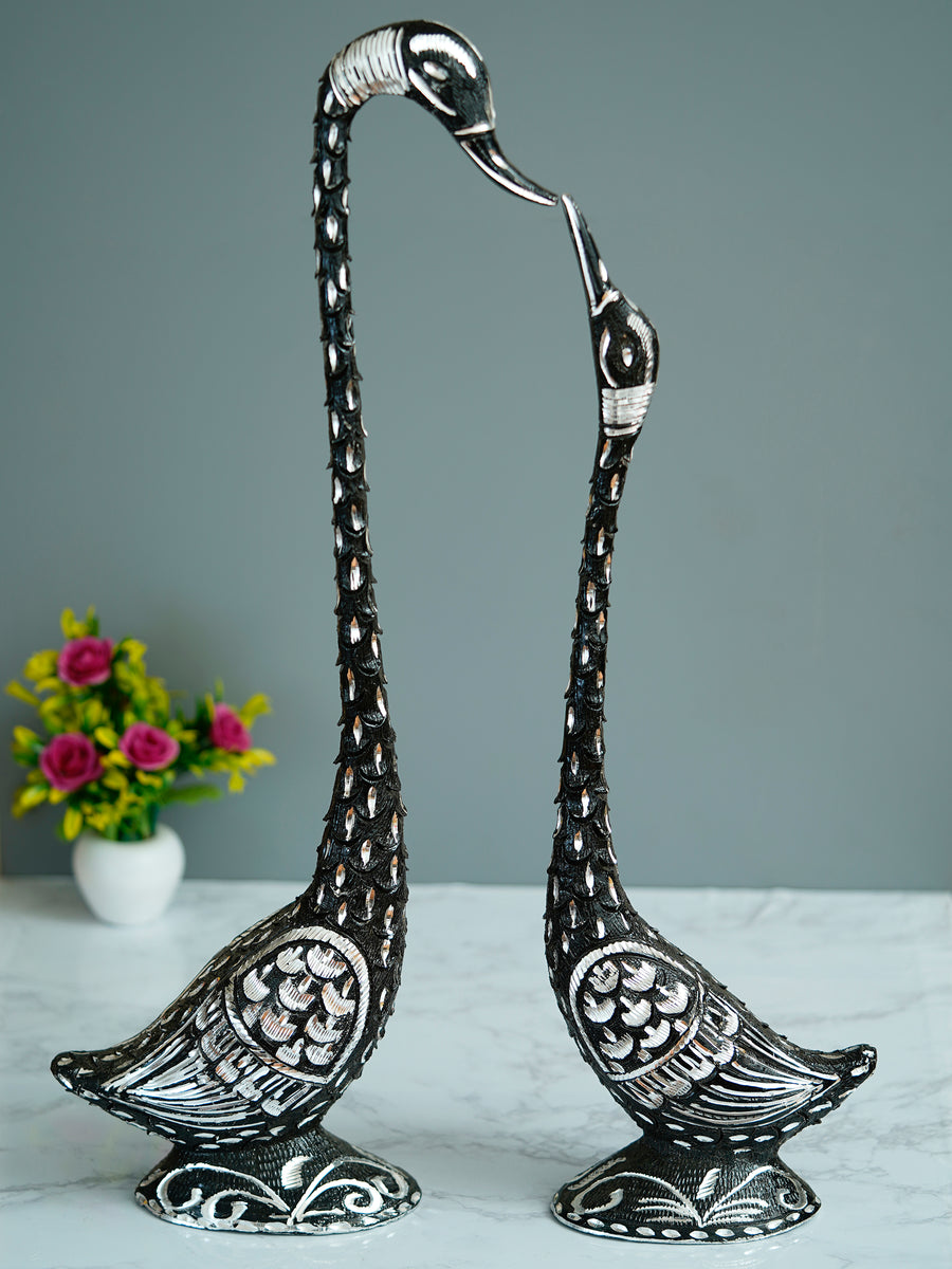 24 Inch Black Kissing Swan Couple Handcrafted Decorative Figurine ...