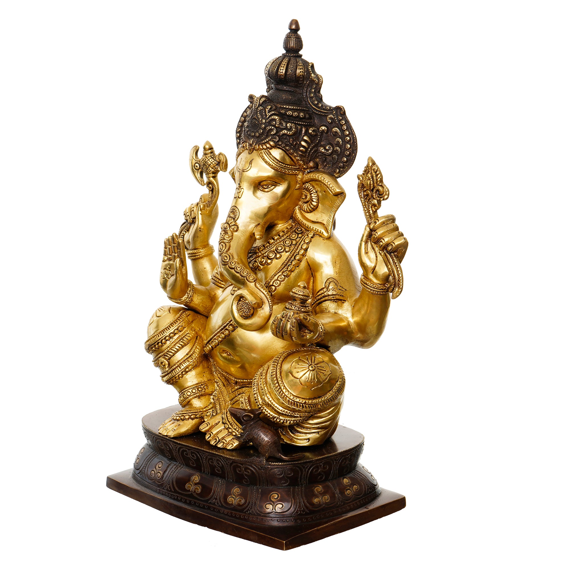 Blessing Lord Ganesha with Mukhut Antique Look Handcrafted Premium ...