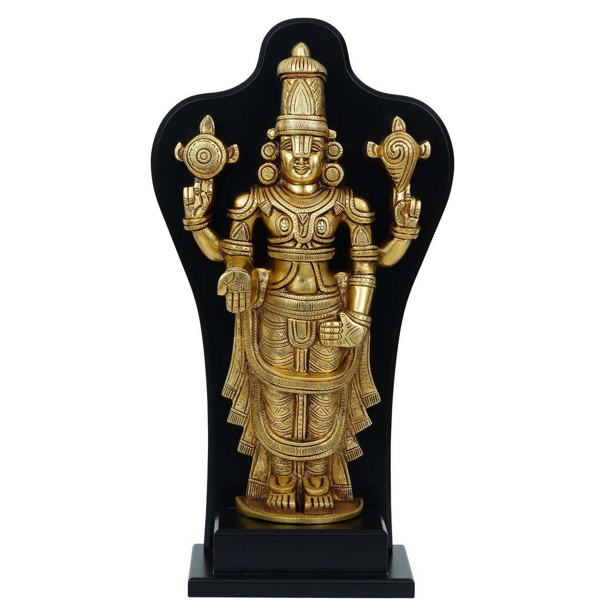 Decorative Lord Balaji Brass Handcrafted Statue on Wooden Base ...