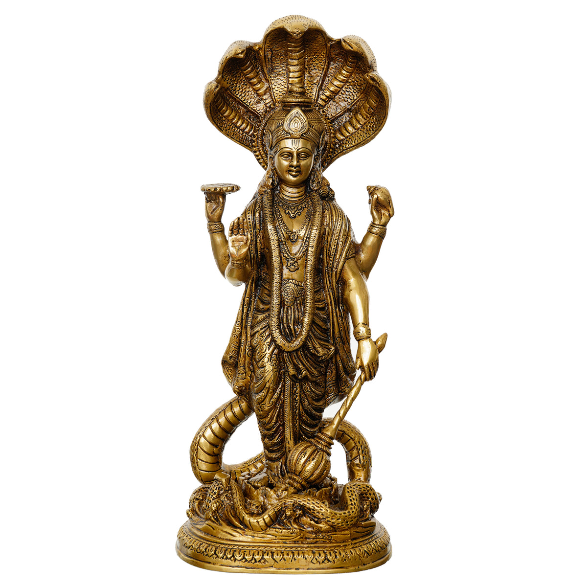 Lord Vishnu Handcrafted Brass Idol - eCraftIndia Online