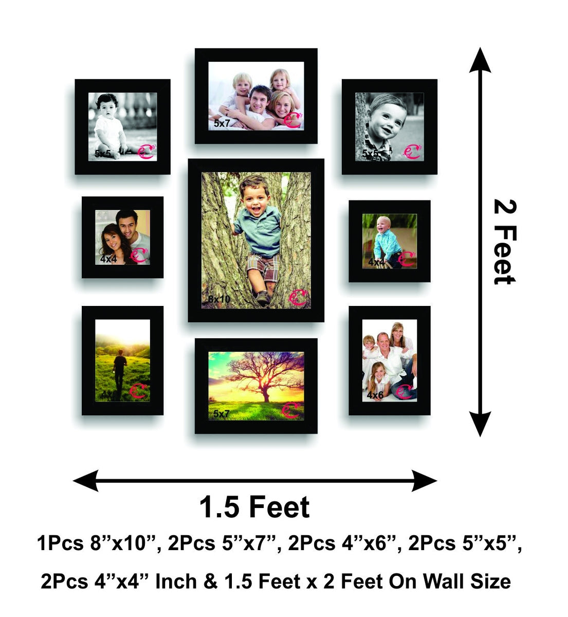 Memory Wall Collage Photo Frame Set of 9 individual photo frames ...