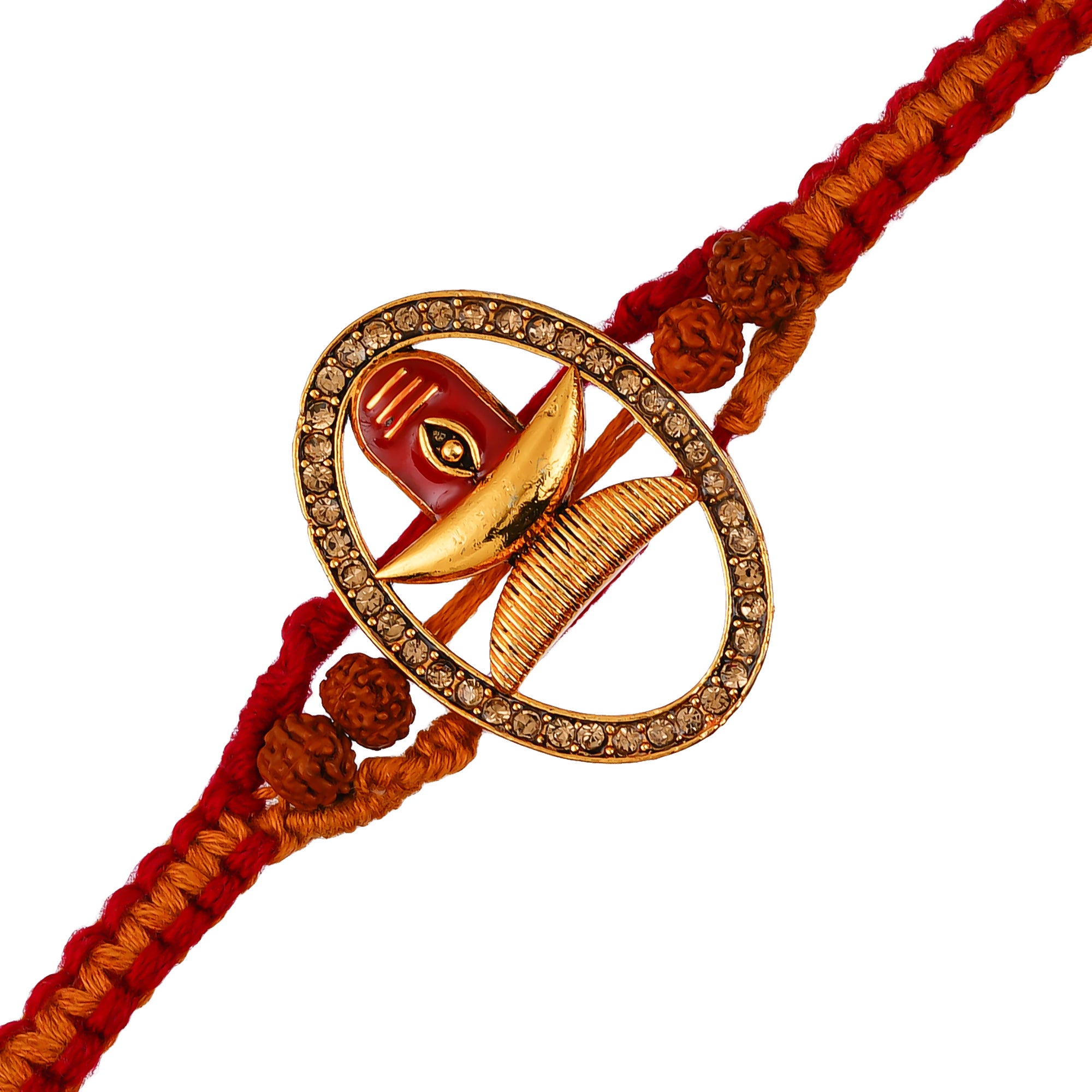 Red & Orange Shivling Religious Rakhi and Roli Chawal Pack ...