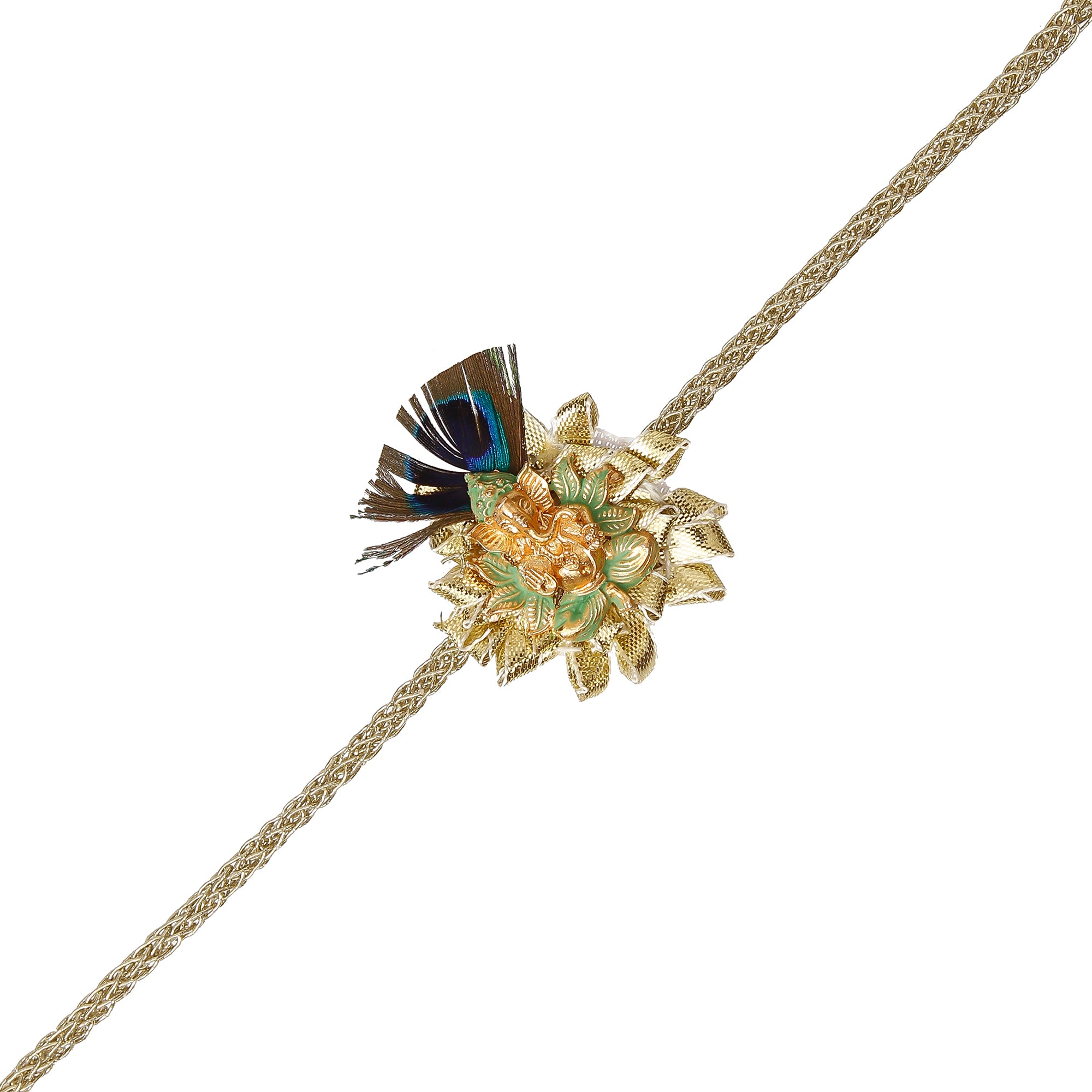 Designer Ganesha Mor Pankh Rakhi - eCraftIndia Online