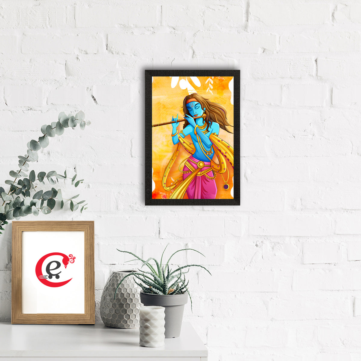 Lord Krishna Satin Matt Texture UV Art Painting - eCraftIndia Online