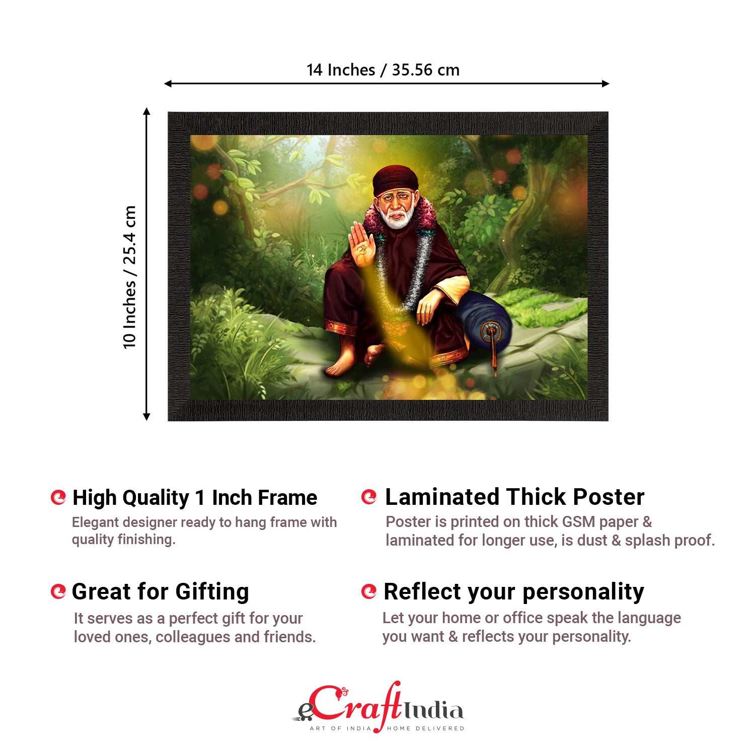 Sai Baba Satin Matt Texture UV Art Painting - eCraftIndia Online