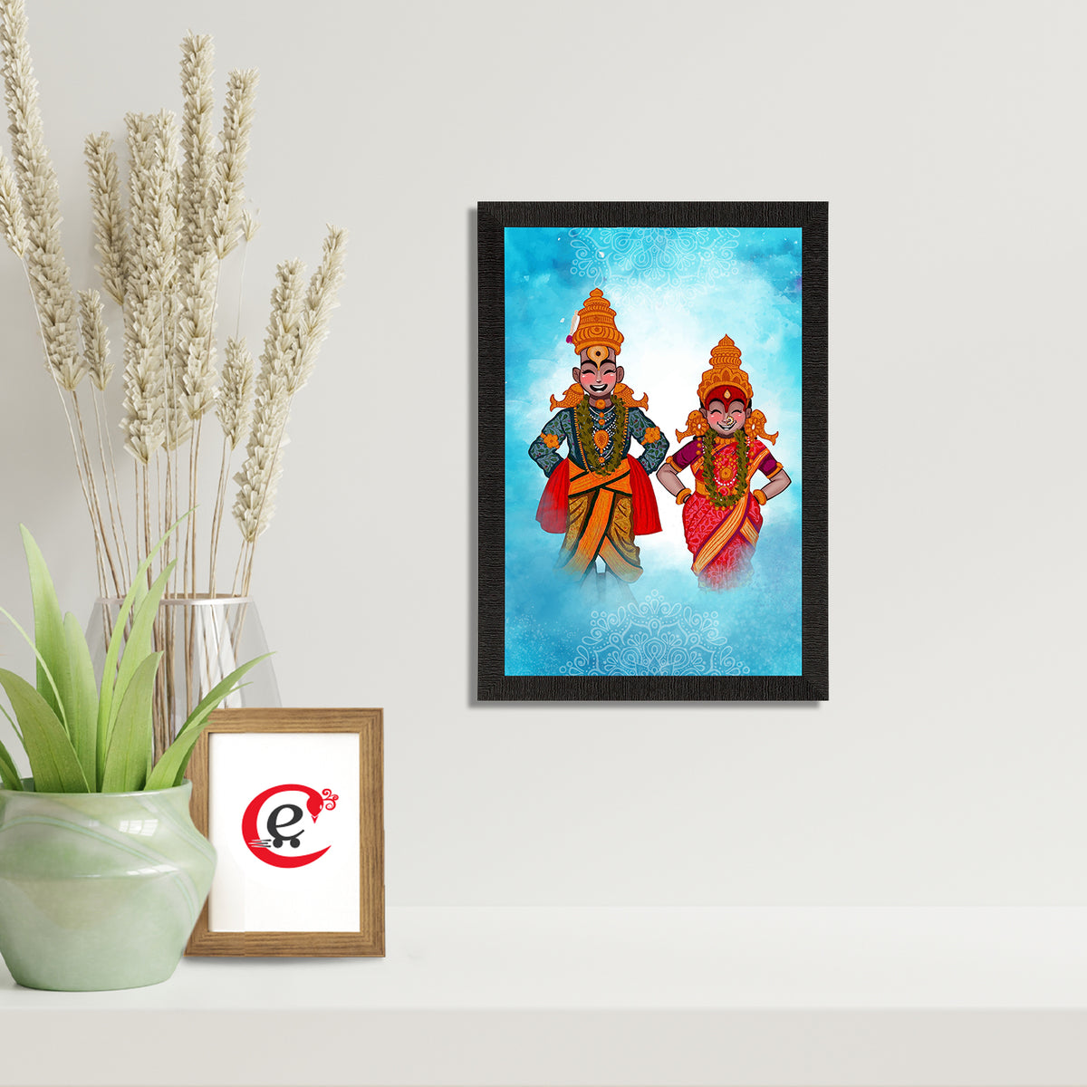 Lord Vitthal Rukmini Satin Matt Textured UV Digital Art Painting ...