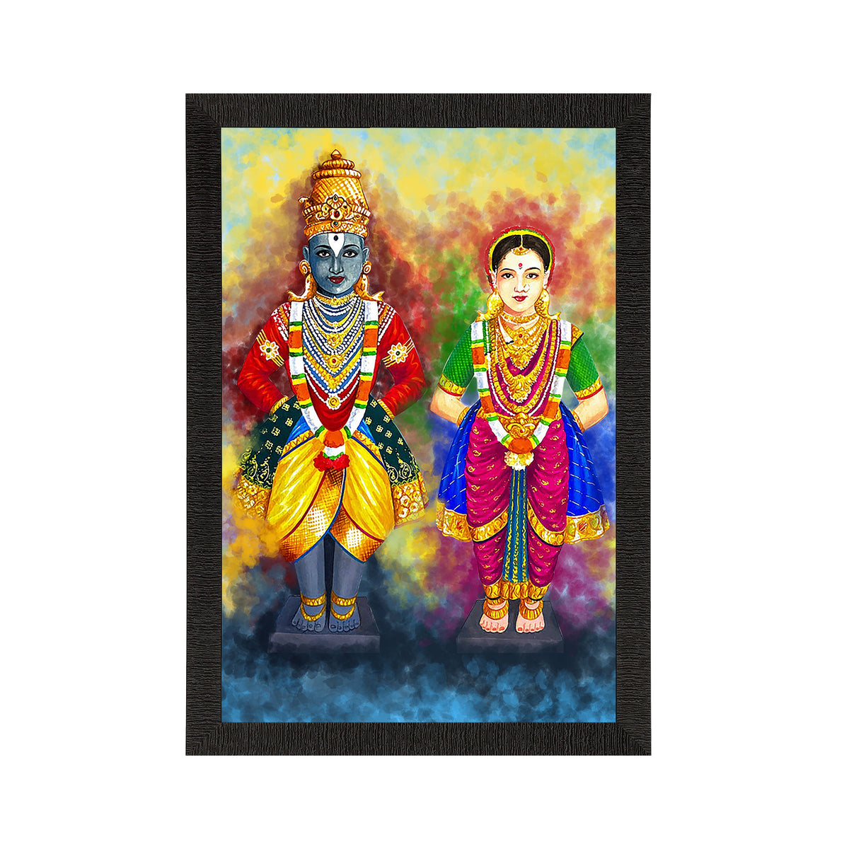 Lord Vitthal Rukmini Satin Matt Textured UV Digital Art Painting ...