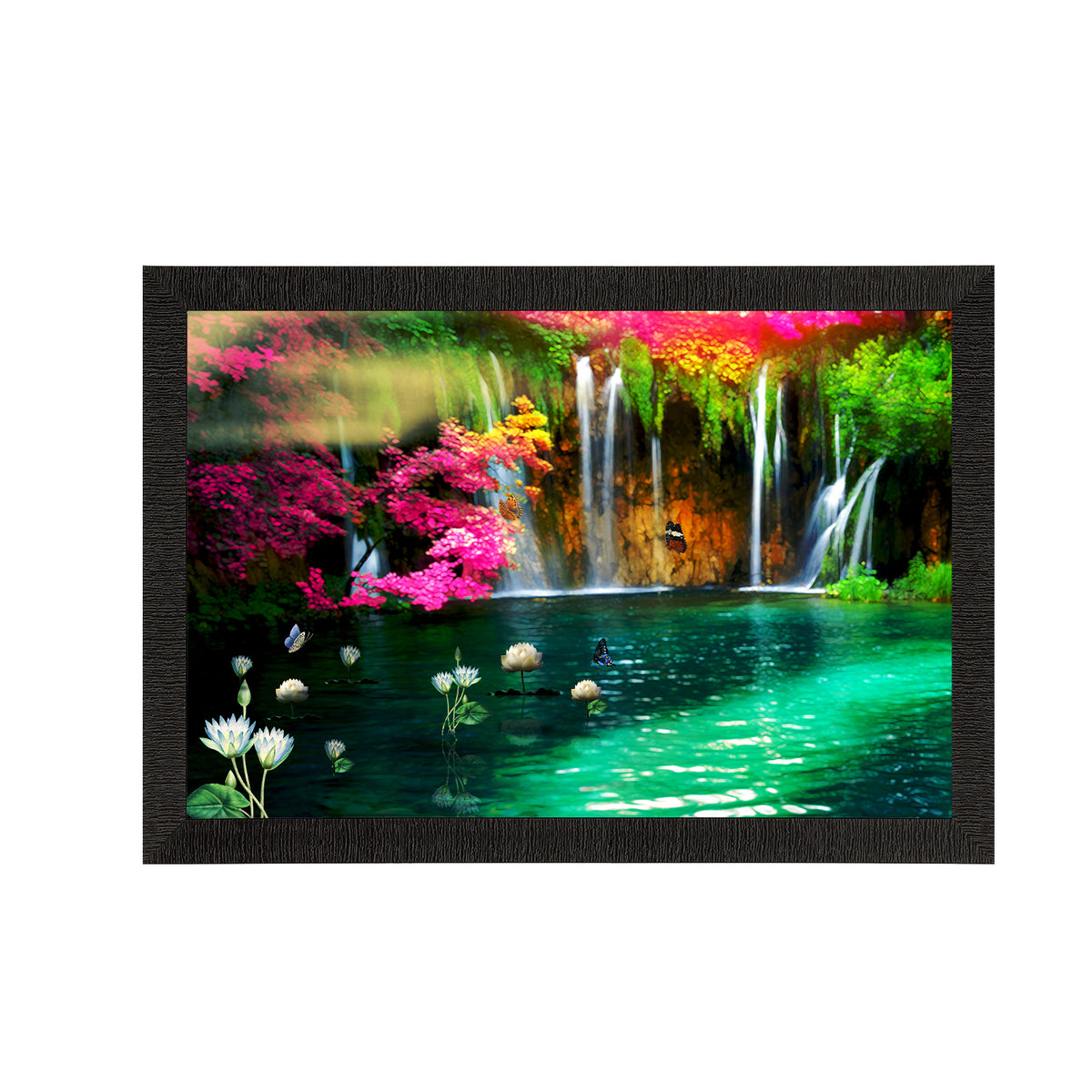 Beautiful Scenic Waterfall View Satin Matt Texture UV Art Painting ...