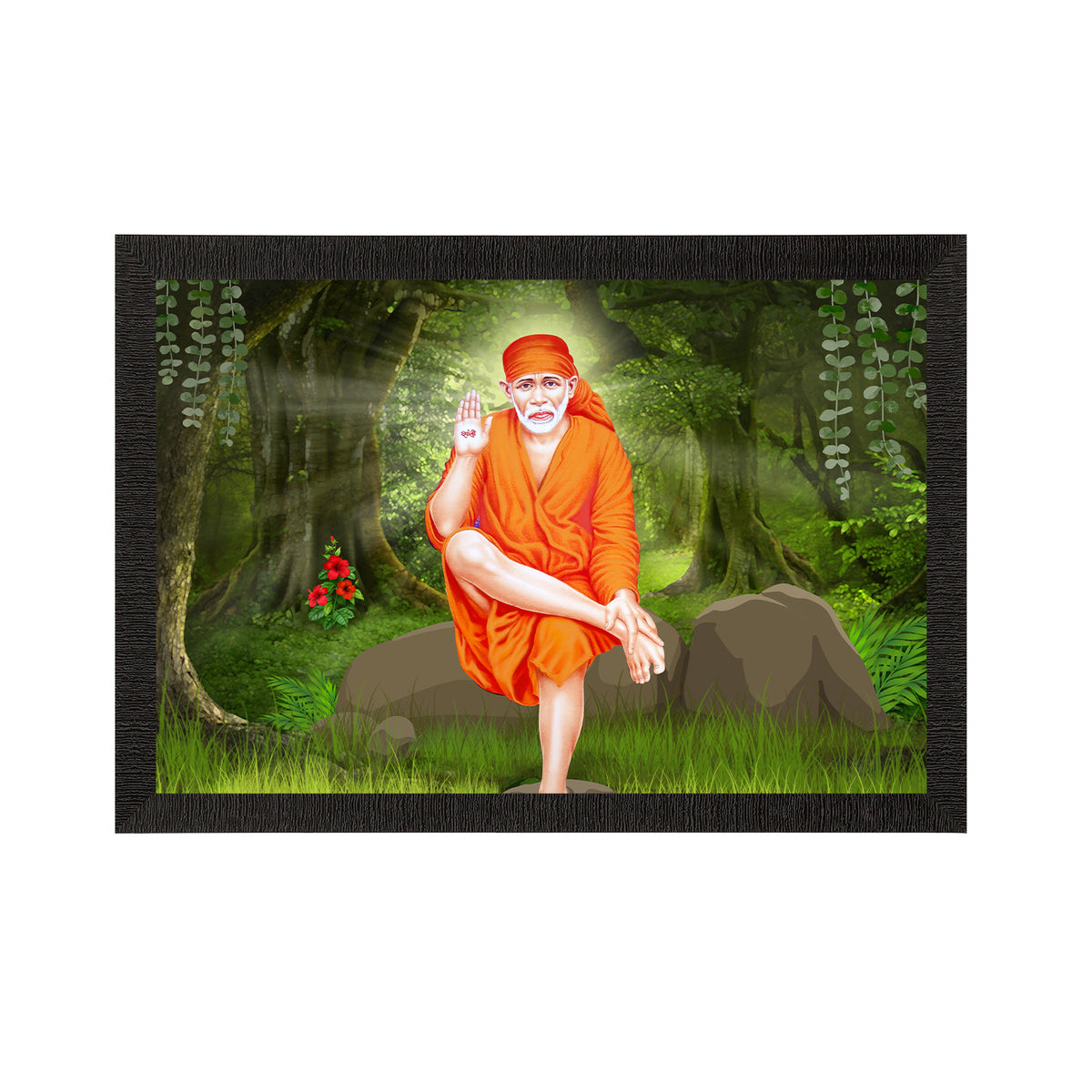 Sai Baba Satin Matt Texture UV Art Painting - eCraftIndia Online