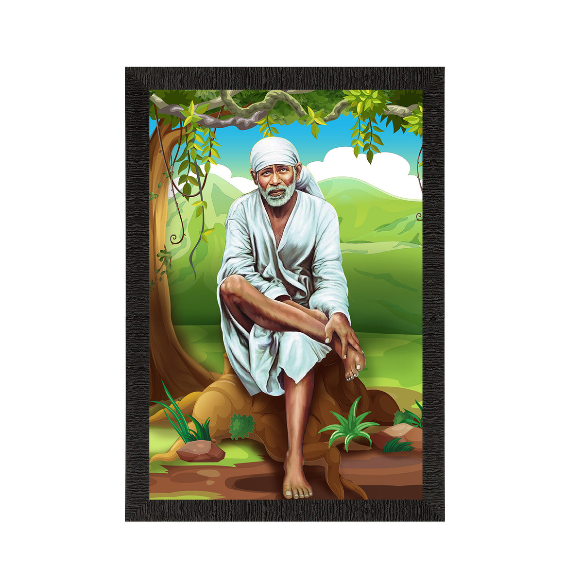 Sai Baba Satin Matt Texture UV Art Painting - eCraftIndia Online