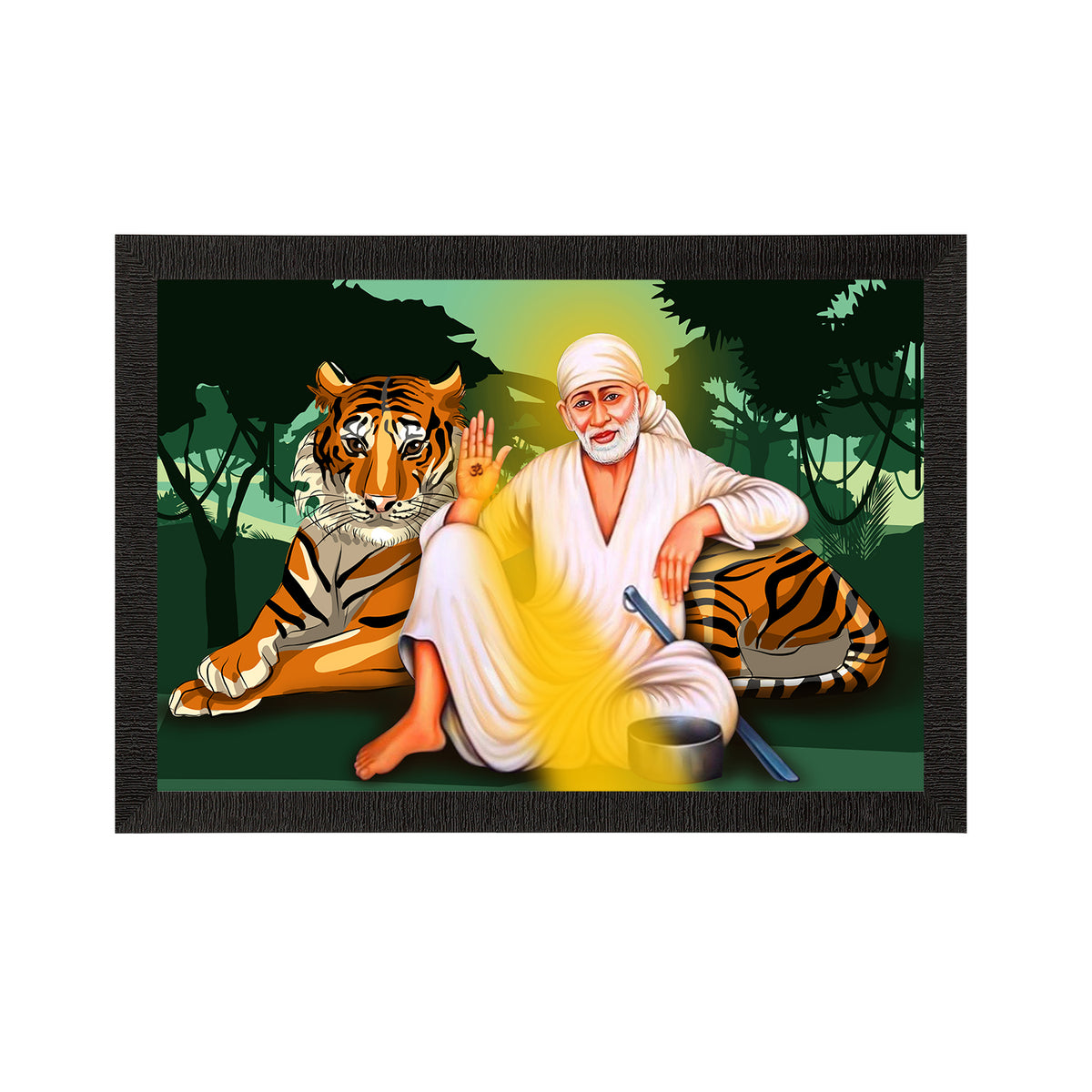 Sai Baba Satin Matt Texture UV Art Painting - eCraftIndia Online