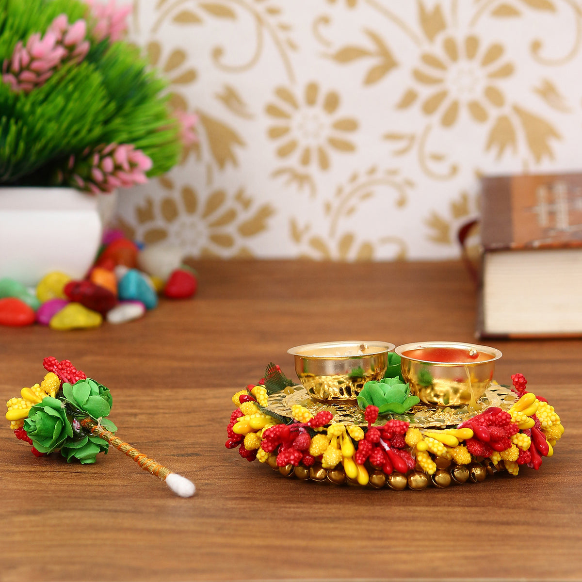 Handcrafted Decorative Roli Tikka Holder with designer stick ...