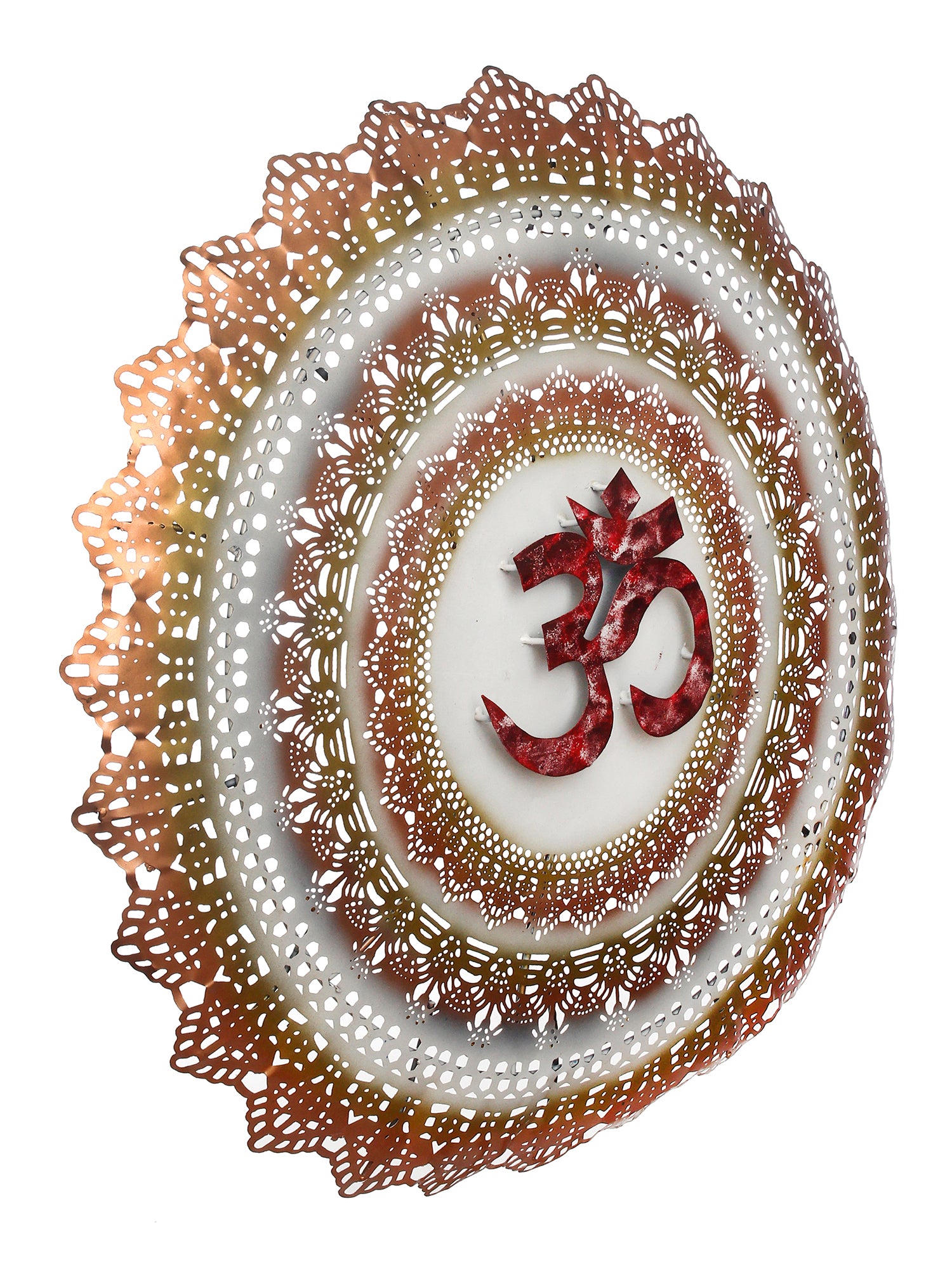 Red OM on Beautifully Carved Base Handcrafted Iron Wall Hanging with ...