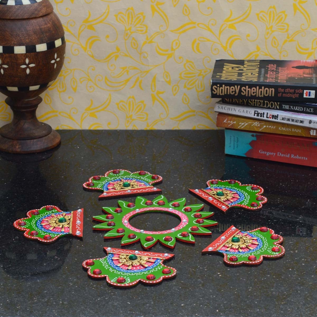 Decorative Floor Rangoli - Pankhi Design - eCraftIndia Online