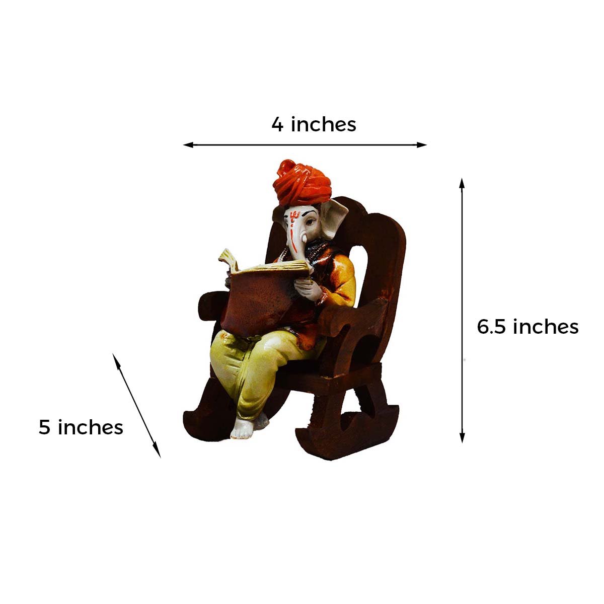 Designer Peacock Rakhi with Lord Ganesha reading Book on Wooden Chair ...