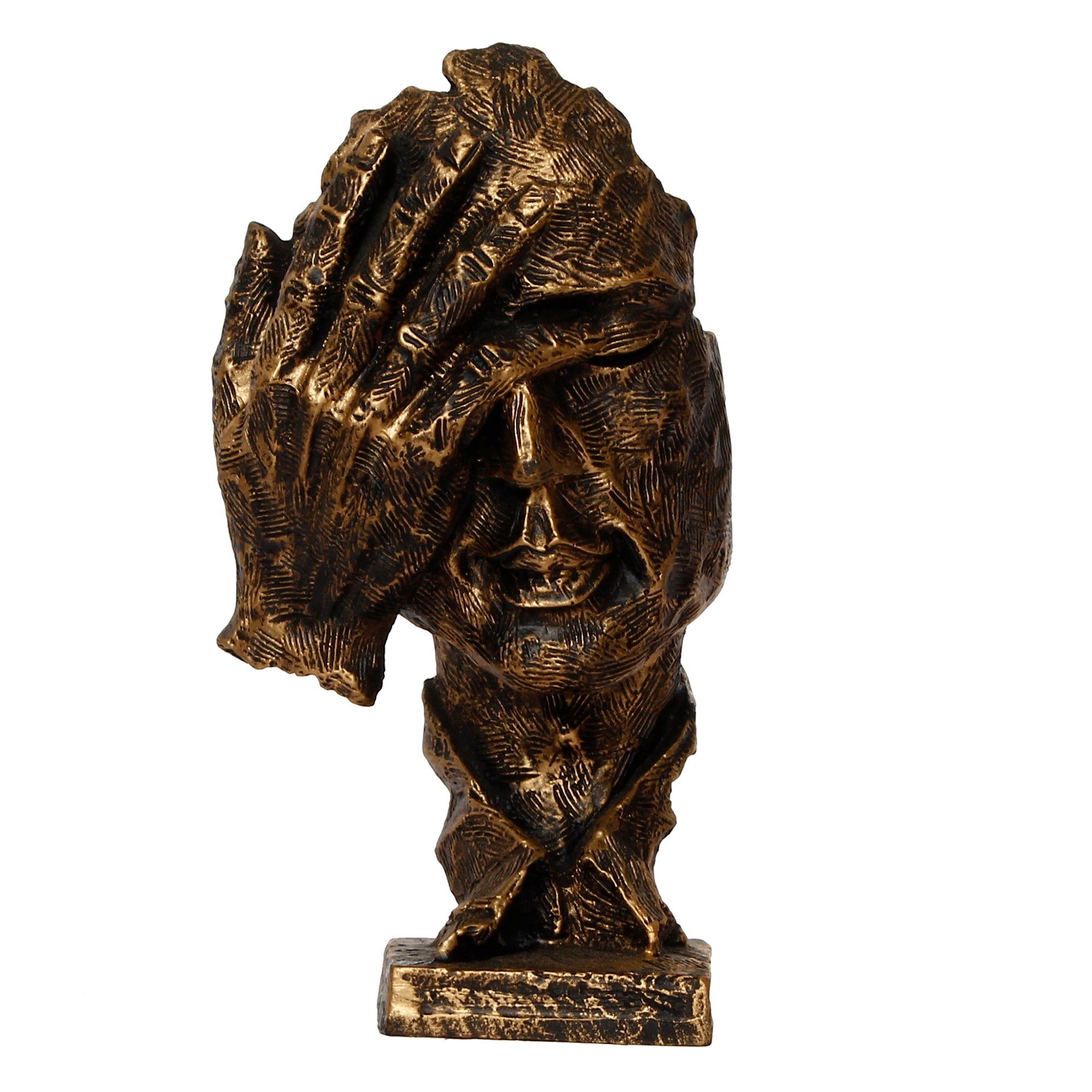 Antique Finish Man Hand on Face Handcrafted Decorative Polyresin ...