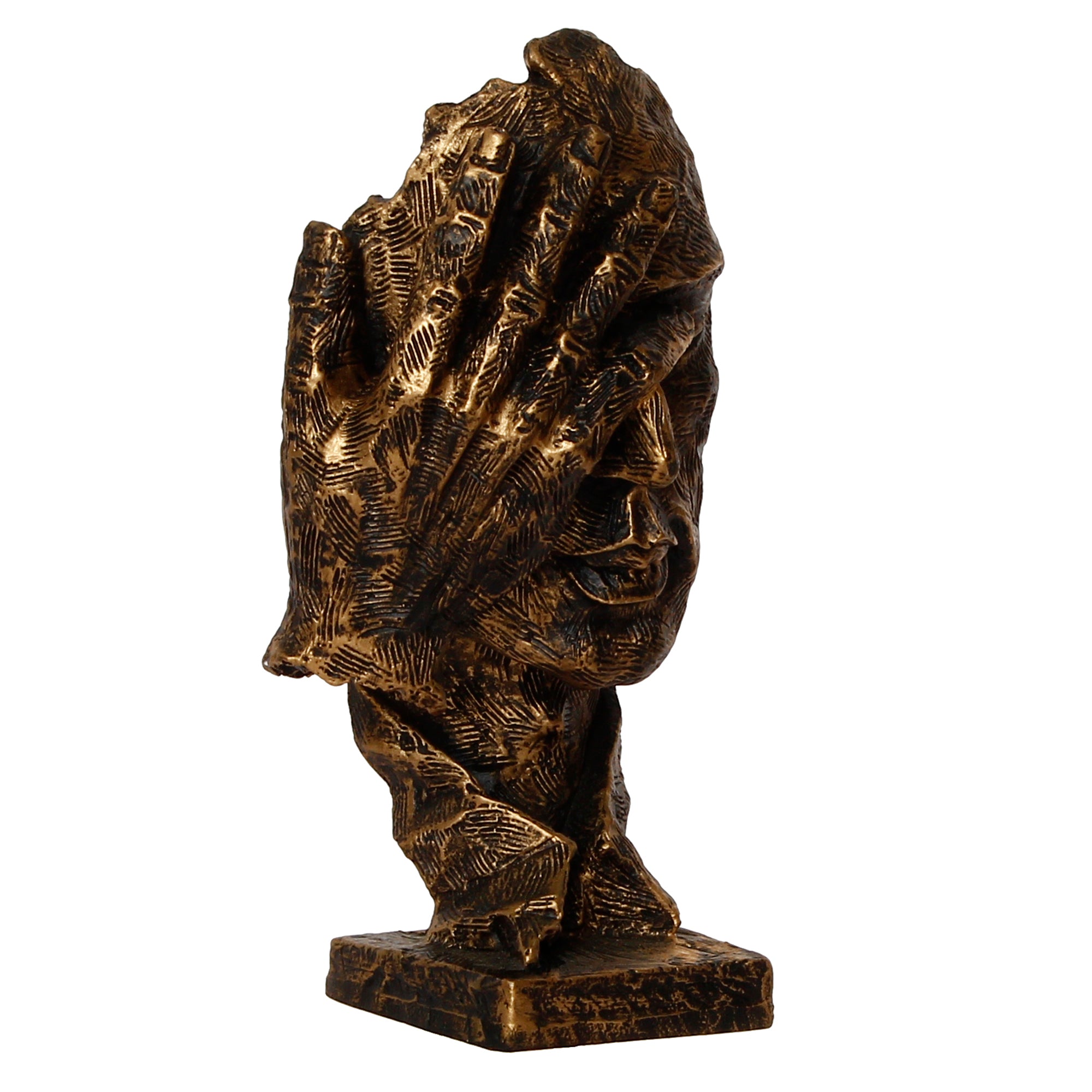 Antique Finish Man Hand on Face Handcrafted Decorative Polyresin ...