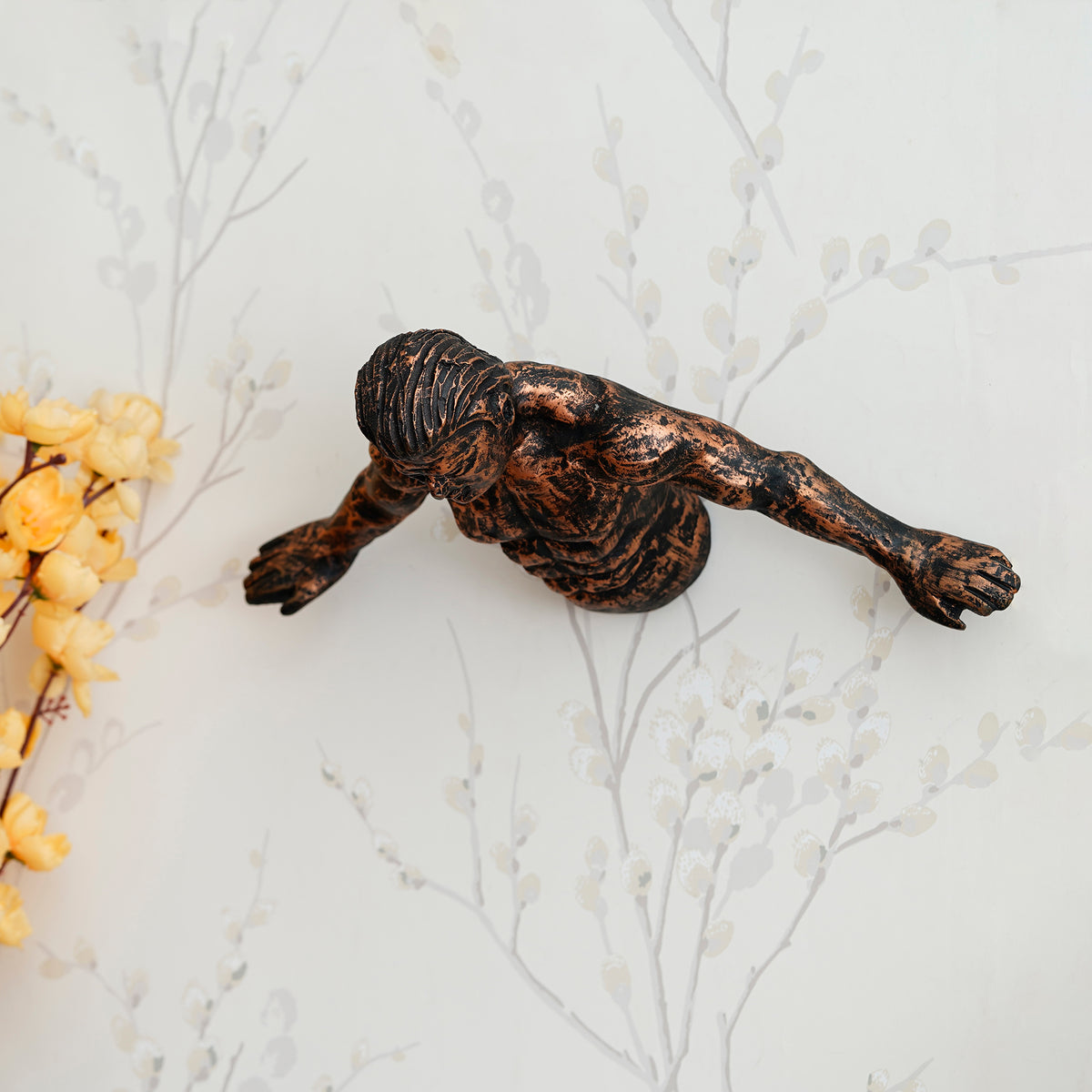 Man in Freefall Pose Antique Finish Handcrafted Polyresin Wall ...