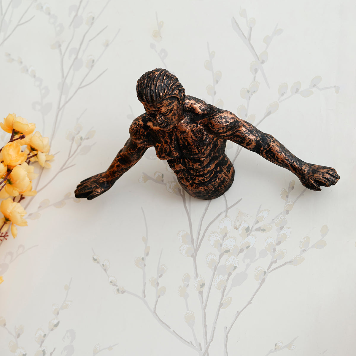 Man in Freefall Pose Antique Finish Handcrafted Polyresin Wall ...