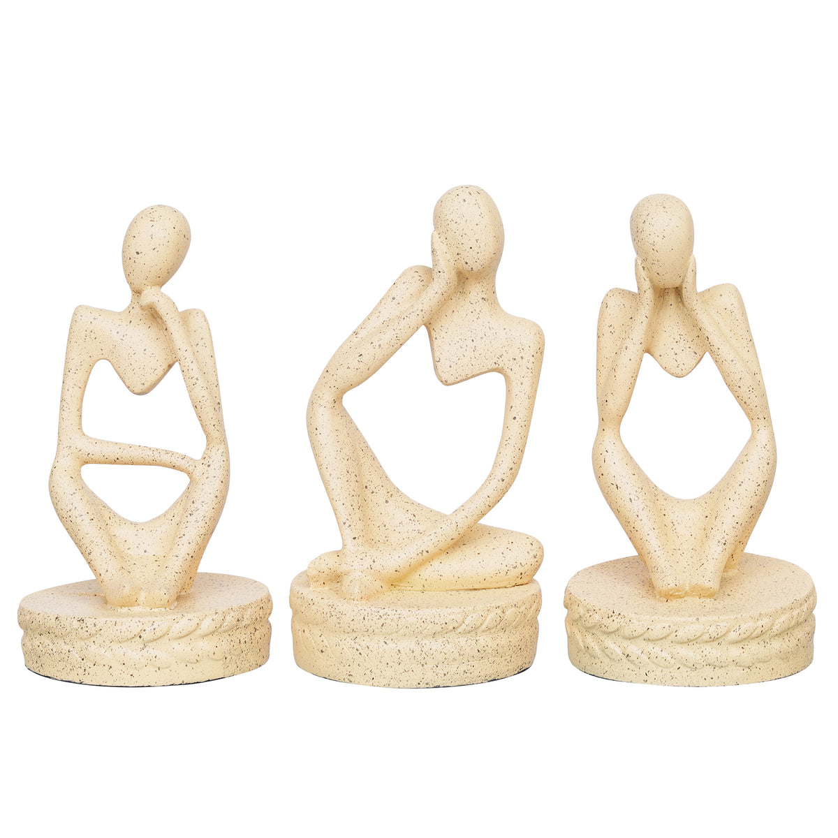 eCraftIndia Set of 3 Brown Polyresin Minimalist Sitting Human Figurine