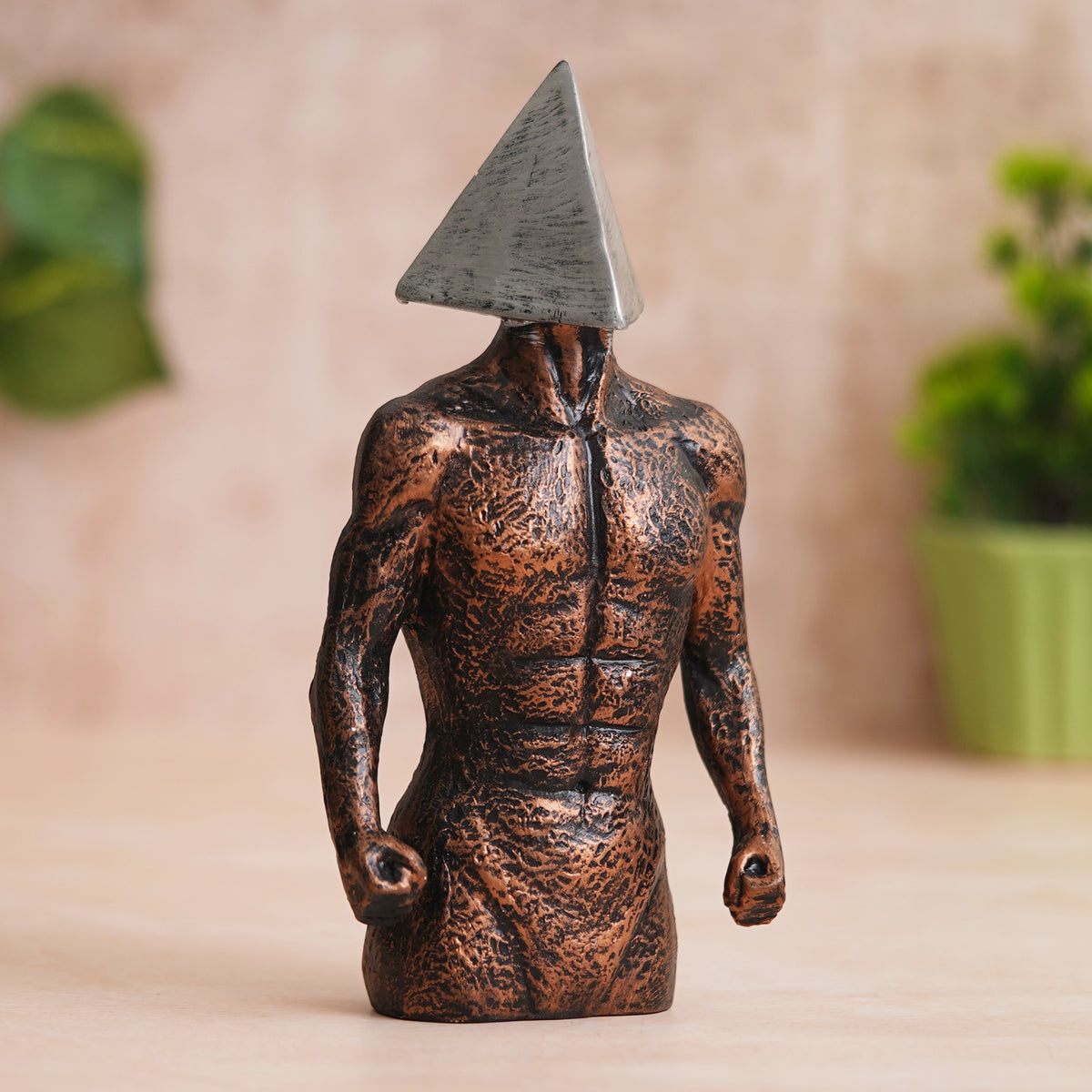 eCraftIndia Copper, Silver Polyresin Men Statue Triangle Sign On Face