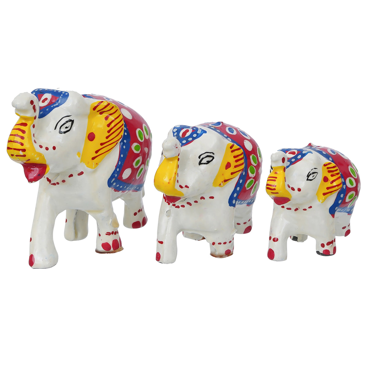Set of 3 Designer Elephant Showpiece Animal Figurines- Multicolor ...