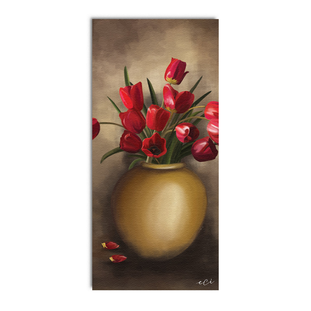 Beautiful Red Rose Flower Vase Original Design Canvas Printed Wall ...