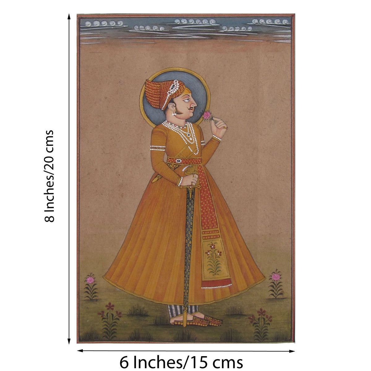 Prince with Sword Original Art Paper Painting - eCraftIndia Online