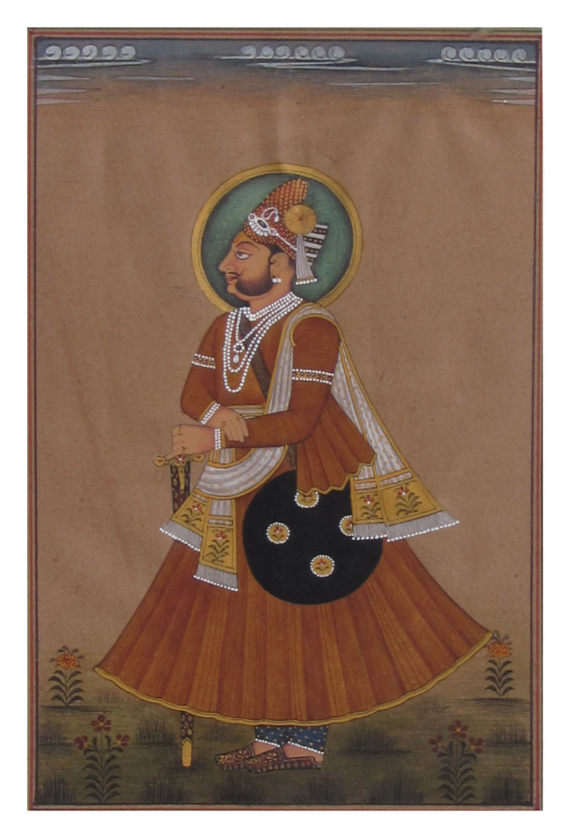 Prince with Sword and Shield Original Art Paper Painting - eCraftIndia ...