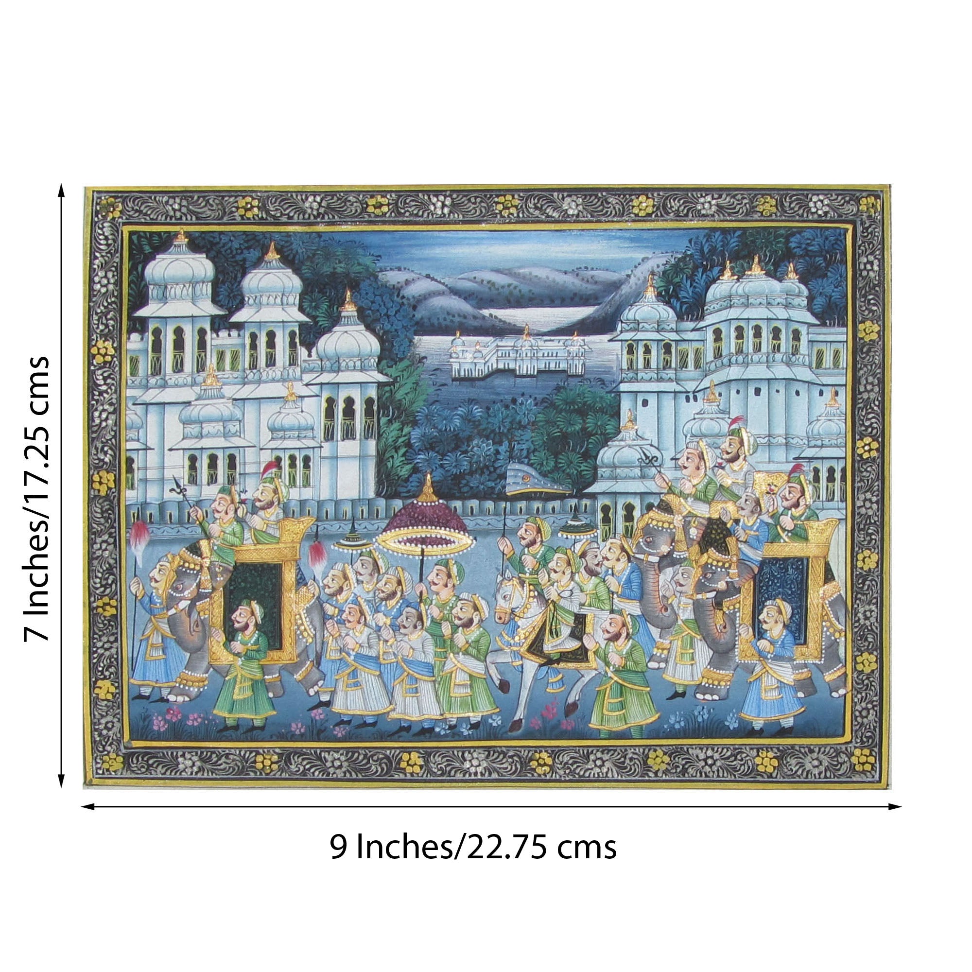 Mughal Royal Procession Original Art Silk Painting - eCraftIndia Online