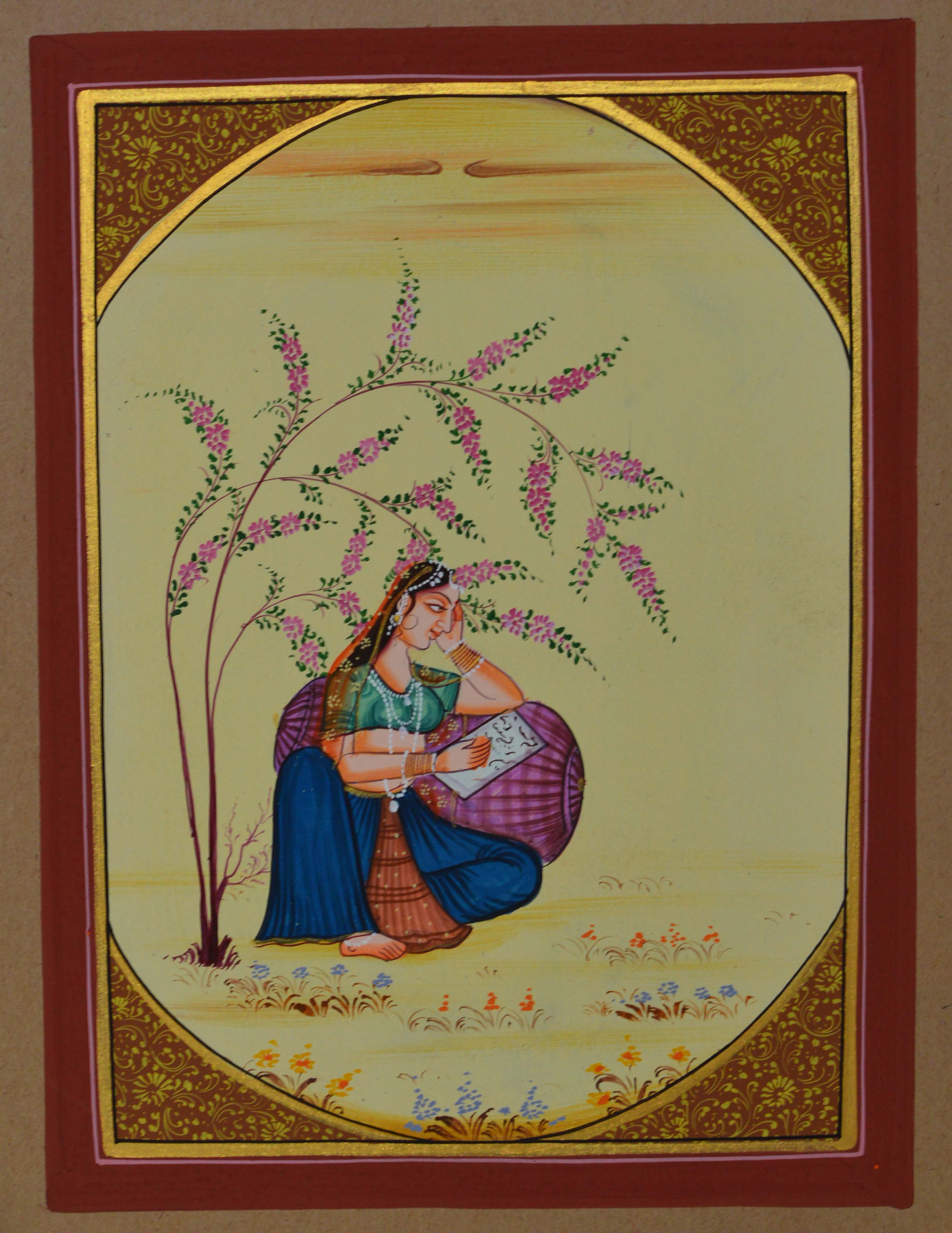 Ragini Writing Moments Original Art Paper Painting - eCraftIndia Online