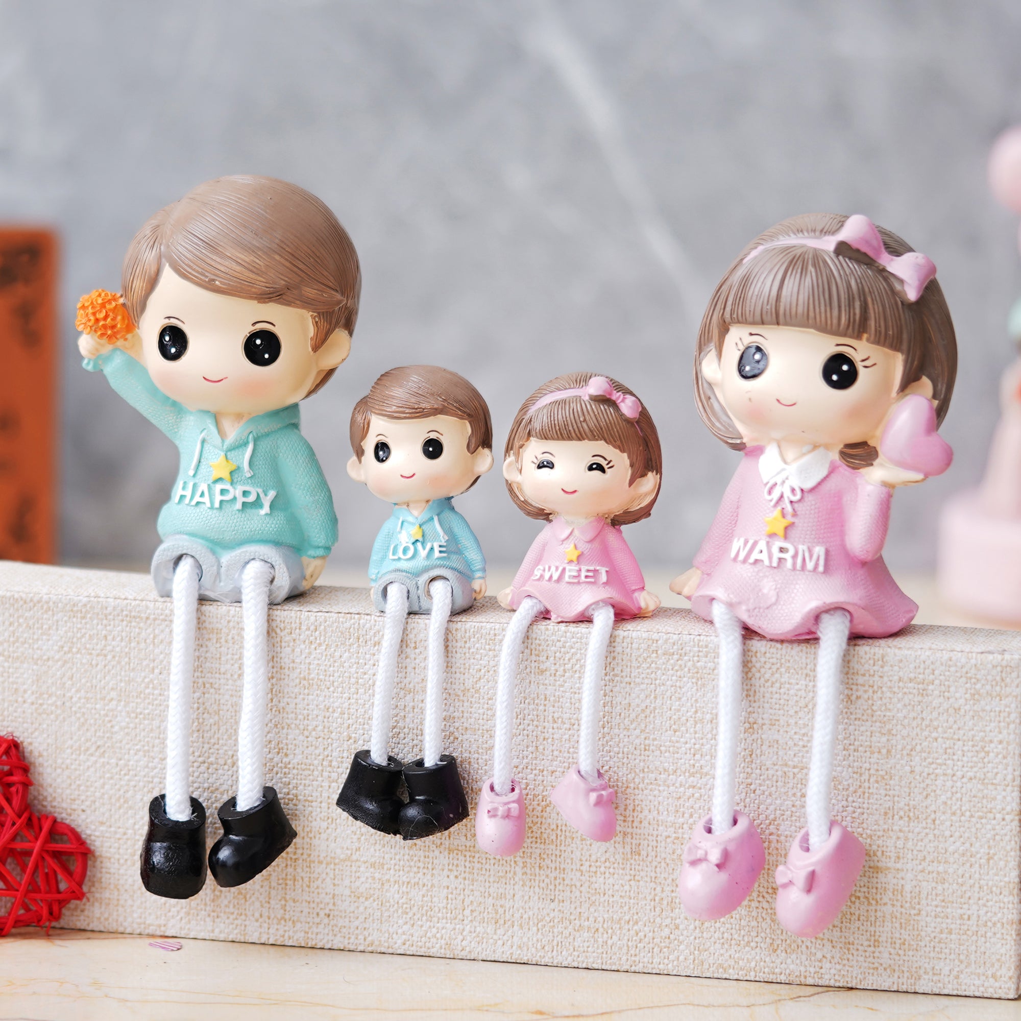 eCraftIndia Happy Family Set Sitting Doll Figurines Showpiece