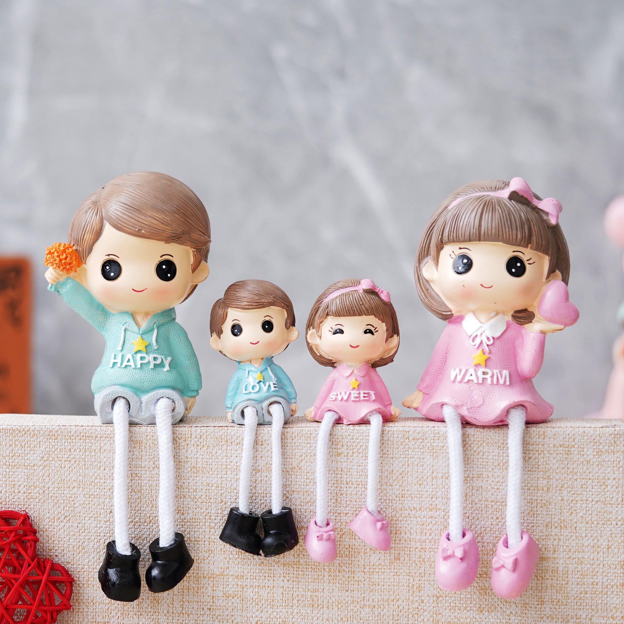 eCraftIndia Happy Family Set Sitting Doll Figurines Showpiece