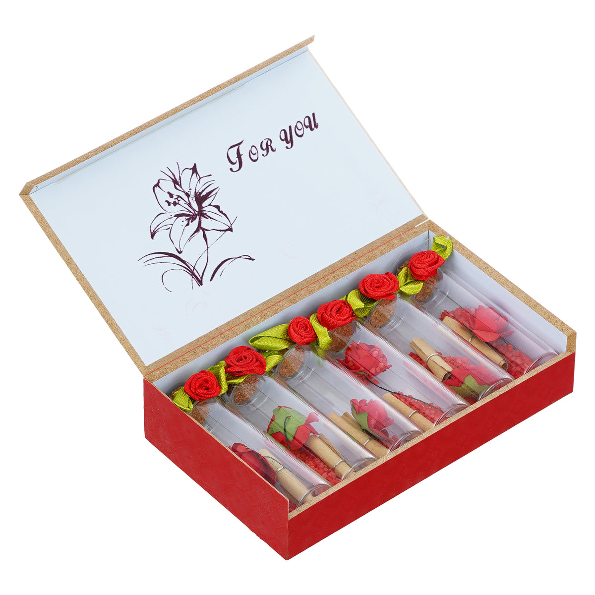 Red Message Bottle Wooden Box Set- eCraftIndia Online