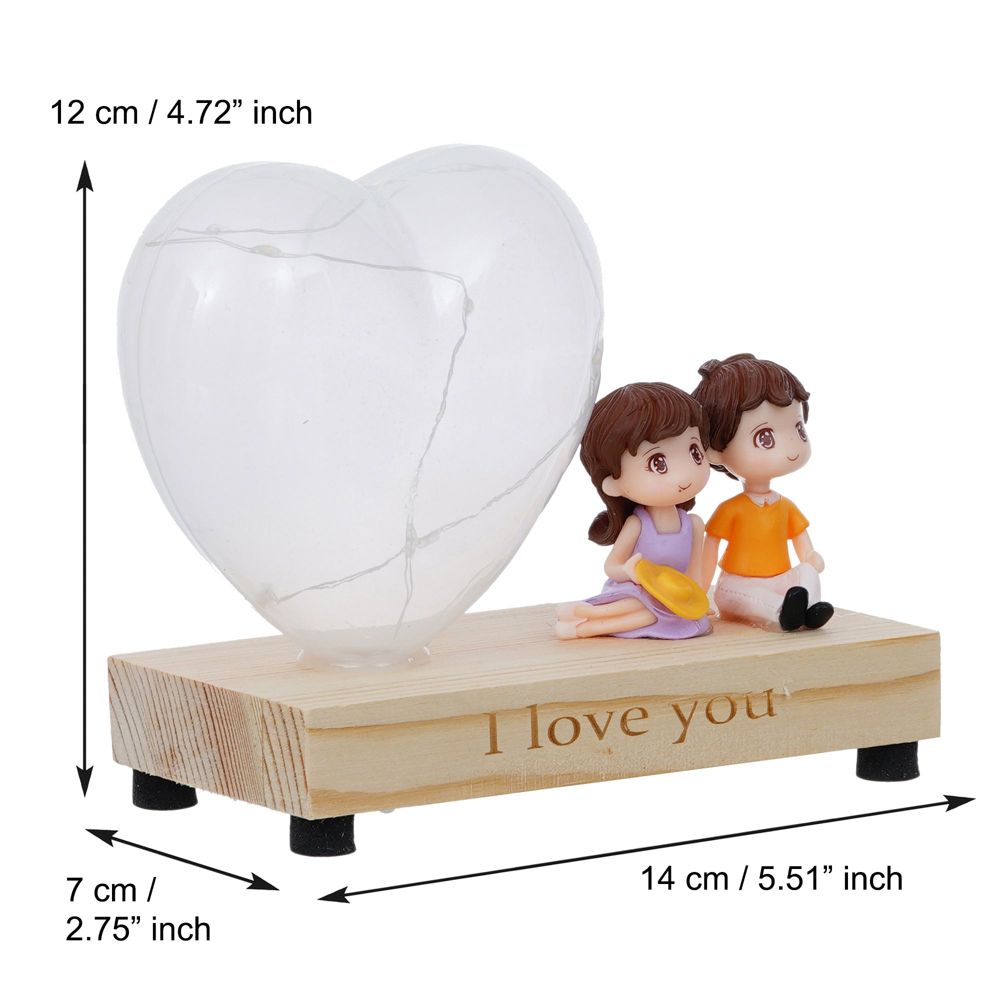 White Couple Heart Light Showpiece- eCraftIndia Online
