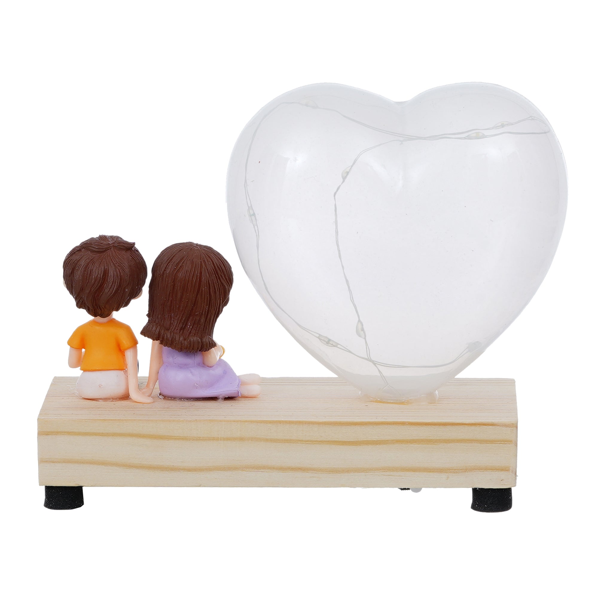 White Couple Heart Light Showpiece- eCraftIndia Online