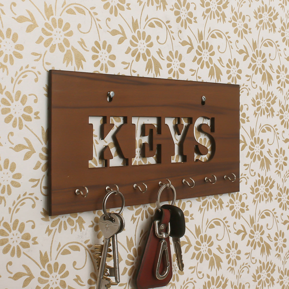 Keys Theme Wooden Key Holder with 7 Hooks - eCraftIndia Online