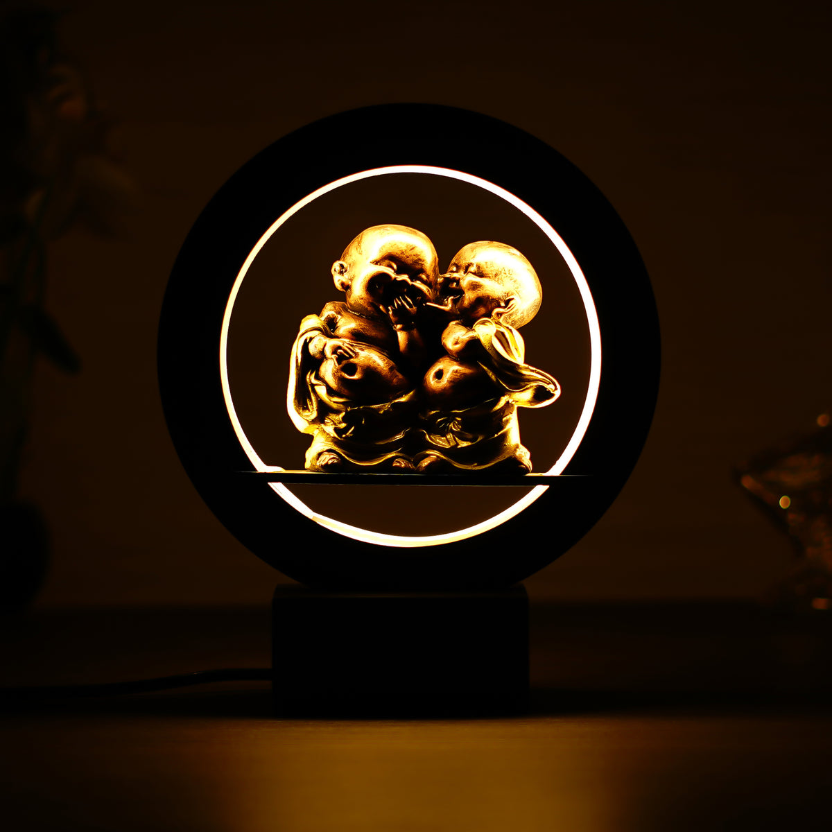 2 Laughing Buddha Monk Decorative Circular Night Lamp – eCraftIndia