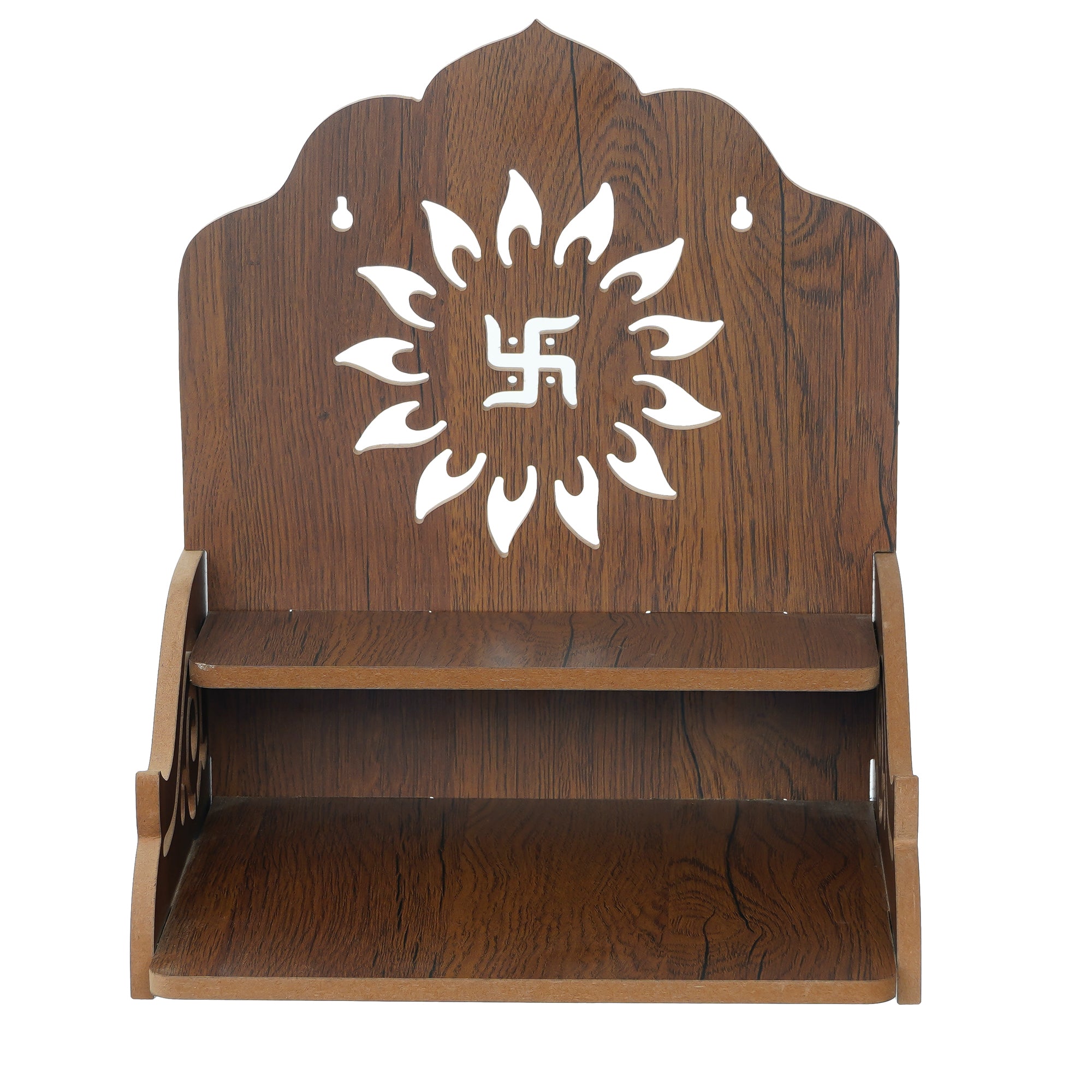 Swastik Design with Shelf Laminated Wood Pooja Temple/Mandir ...